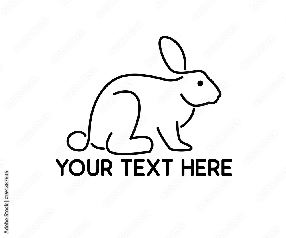 rabbit line logo illustration design.simple line style design of rabit ...