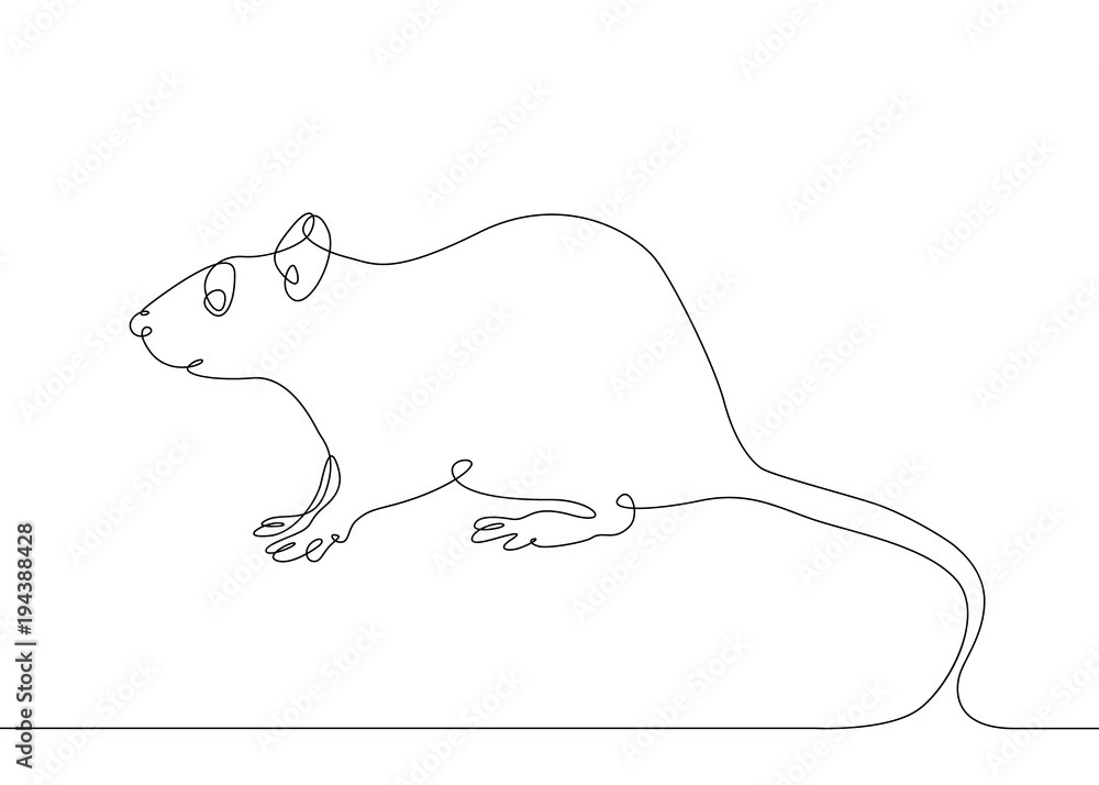 continuous line drawing rat mouse Stock Vector | Adobe Stock