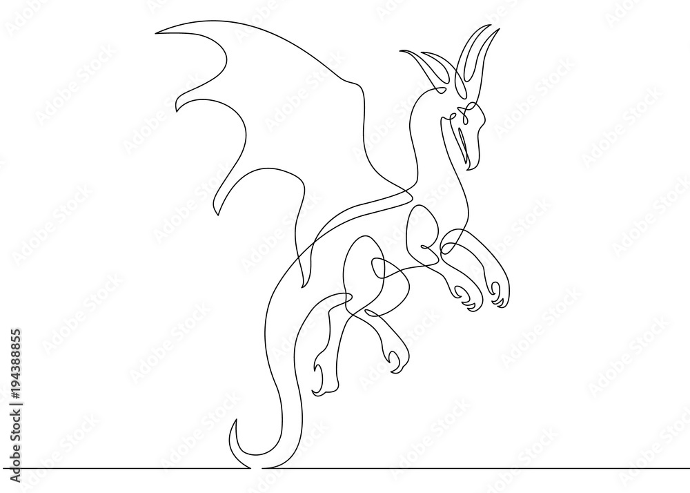 continuous line drawing dragon Stock Vector | Adobe Stock