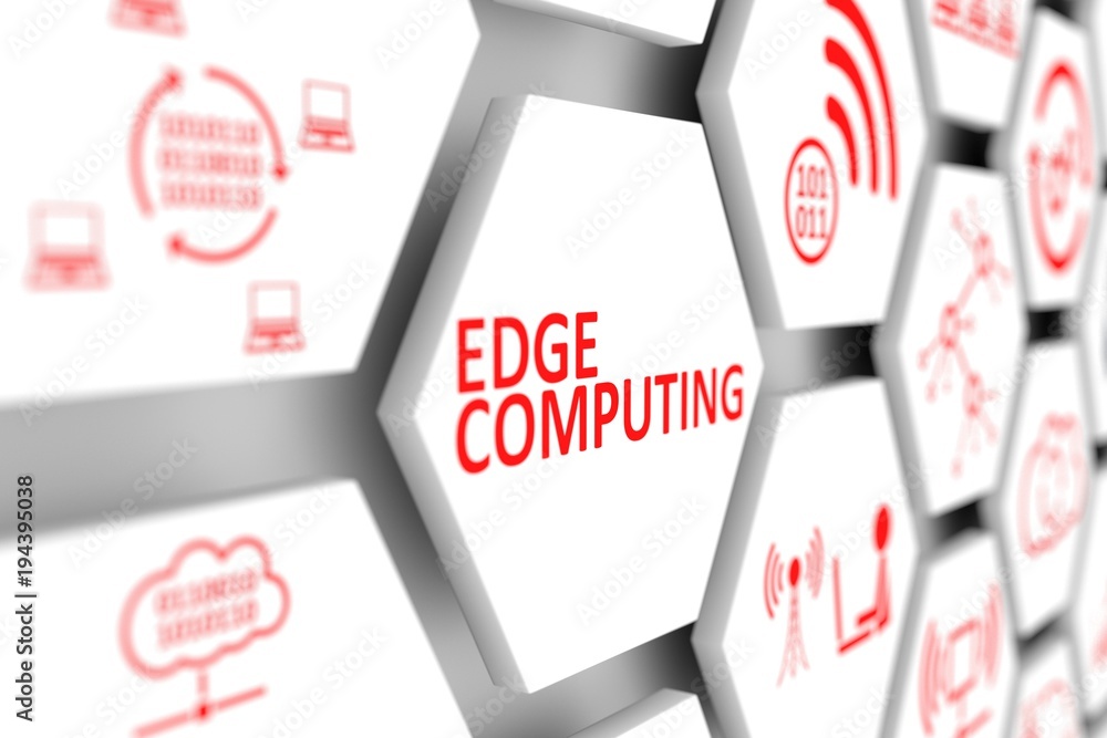 EDGE COMPUTING concept cell blurred background 3d illustration Stock ...