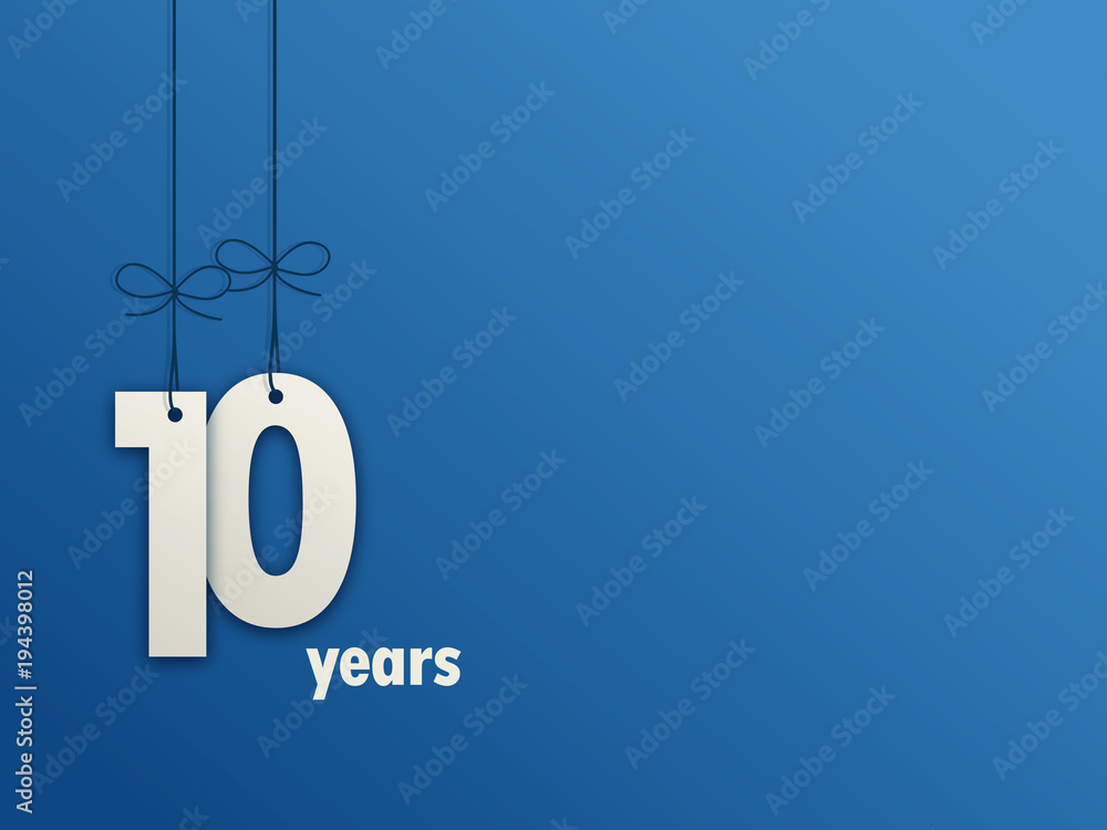 Suspended Number 10 on blue background Stock Vector | Adobe Stock