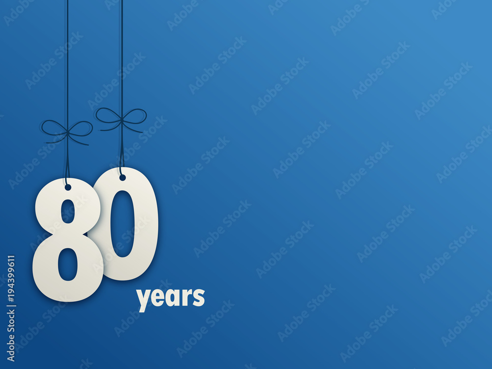 Suspended Number 80 on blue background Stock Vector | Adobe Stock