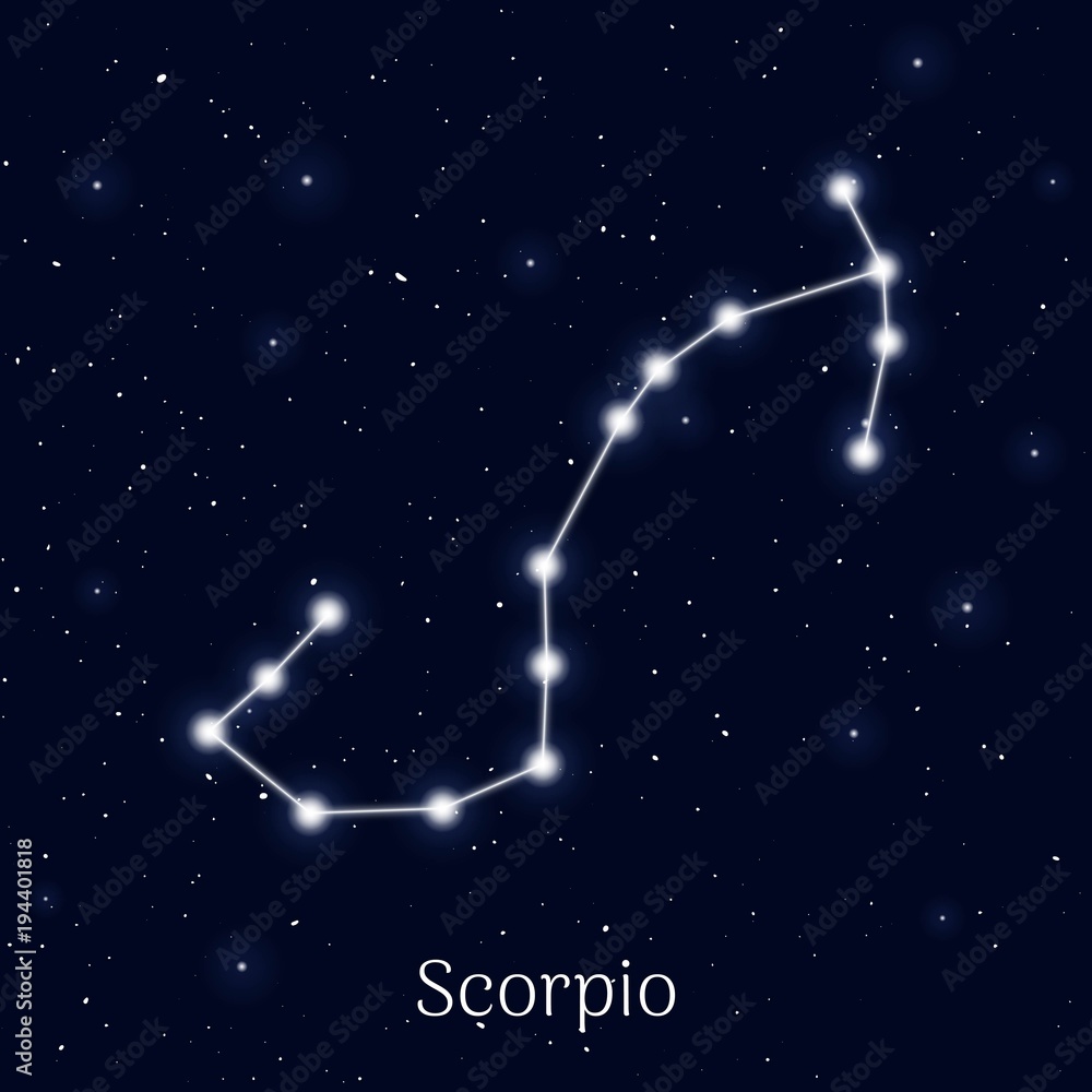 Sign zodiac scorpio, night sky background, realistic. Astrological ...