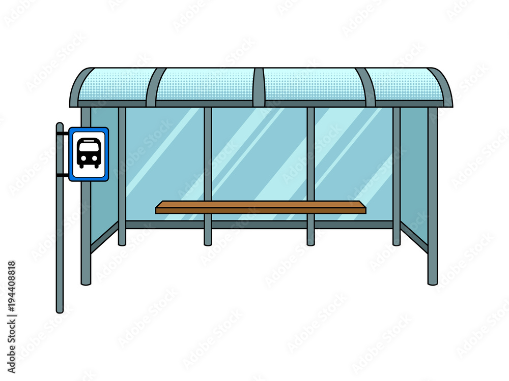Bus stop cartoon pop art vector illustration Stock Vector | Adobe Stock