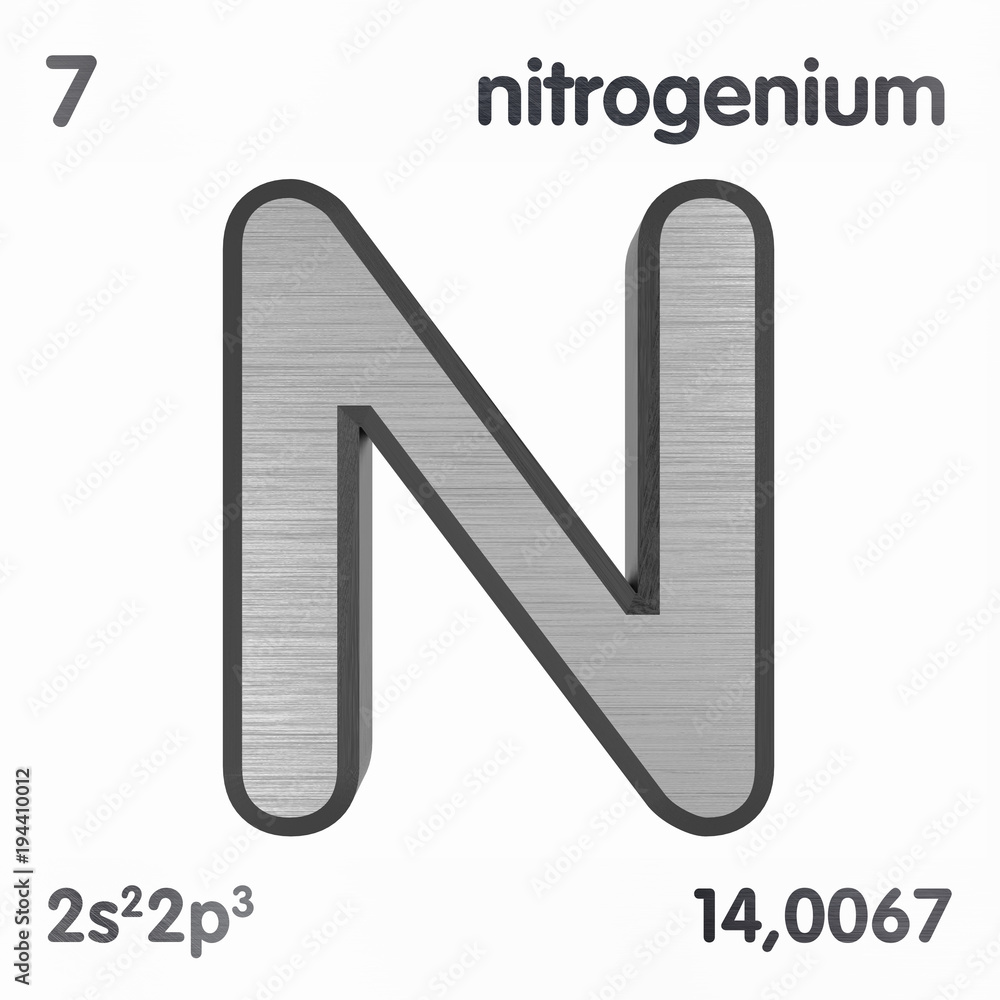 Nitrogen (N) or Nitrogenium. Chemical element sign of periodic table of ...