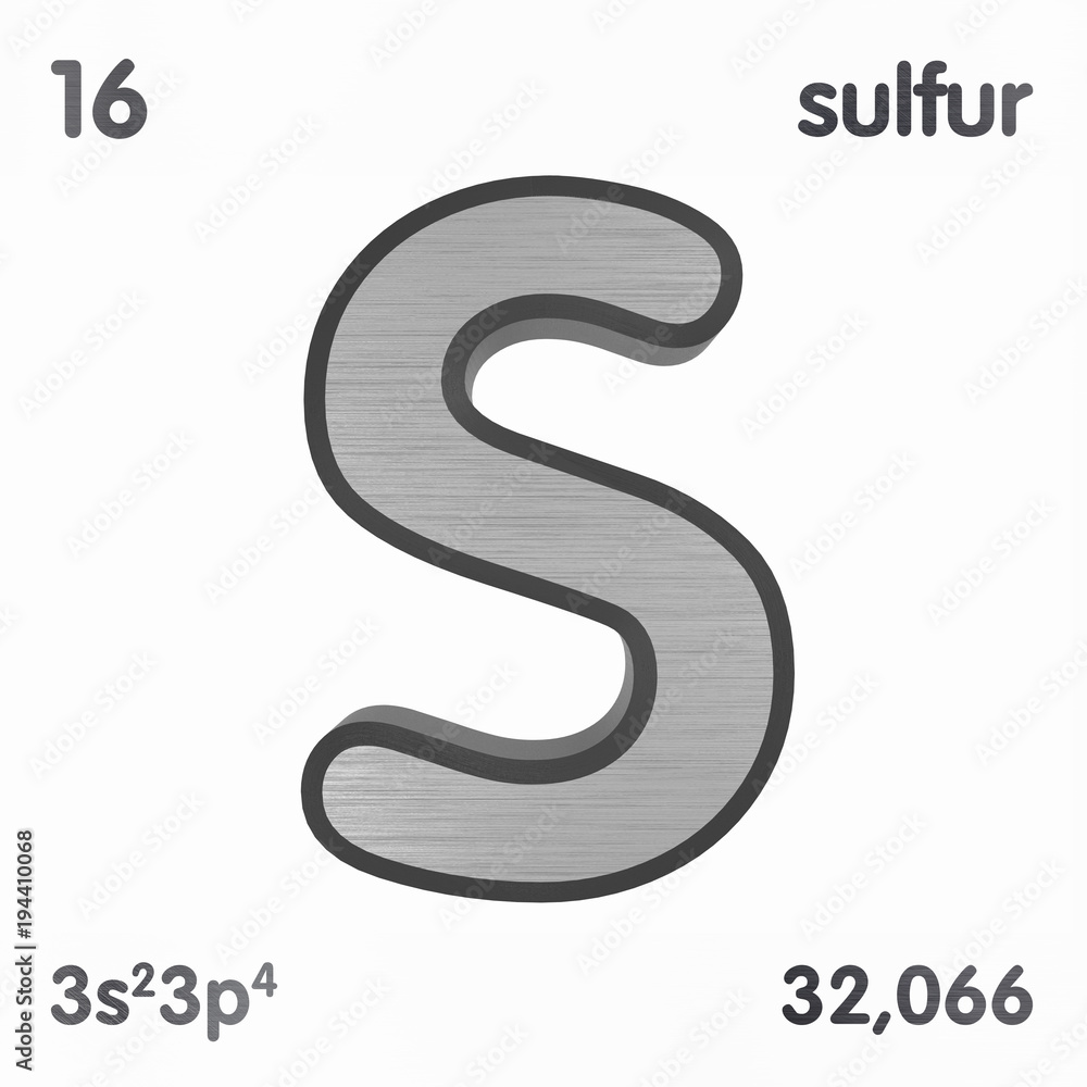 Sulfur (S)or Sulphur. Chemical element sign of periodic table of ...