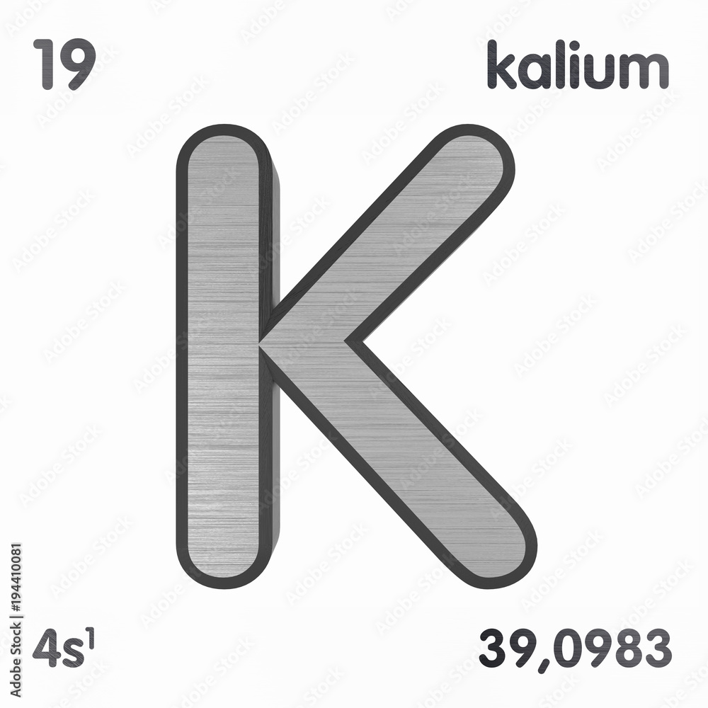Potassium (K) or Kalium. Chemical element sign of periodic table of ...