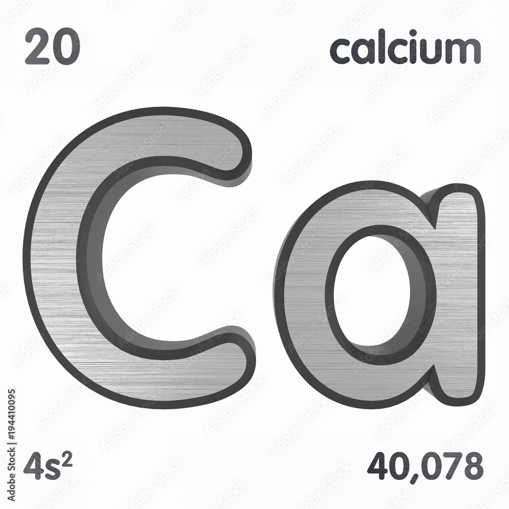 Calcium (Ca). Chemical element sign of periodic table of elements. 3D ...