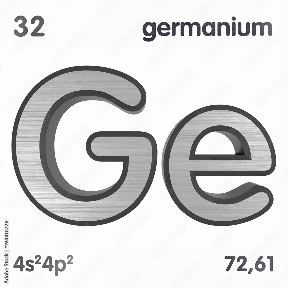 Germanium (Ge). Chemical element sign of periodic table of elements. 3D ...