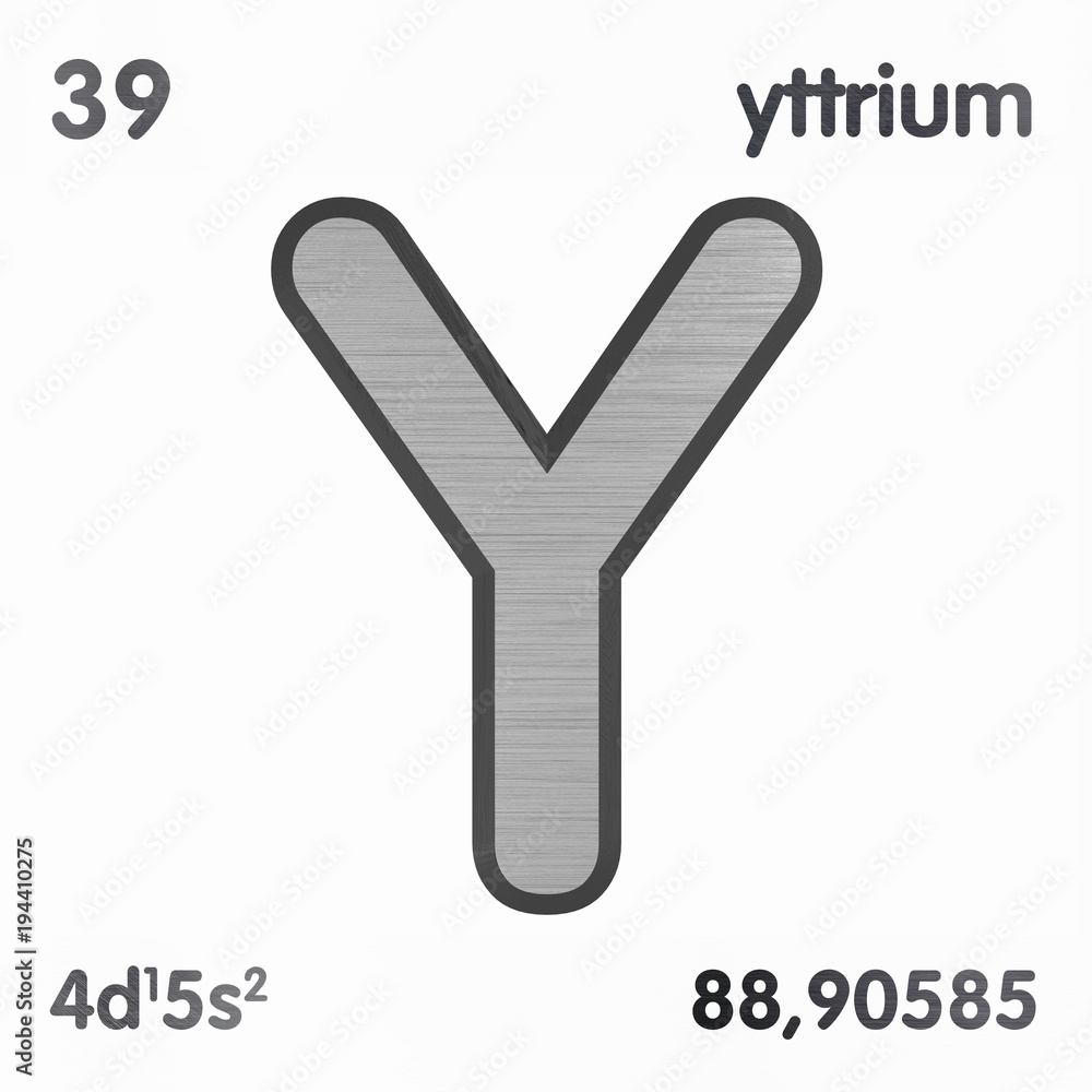 Yttrium (Y). Chemical element sign of periodic table of elements. 3D ...