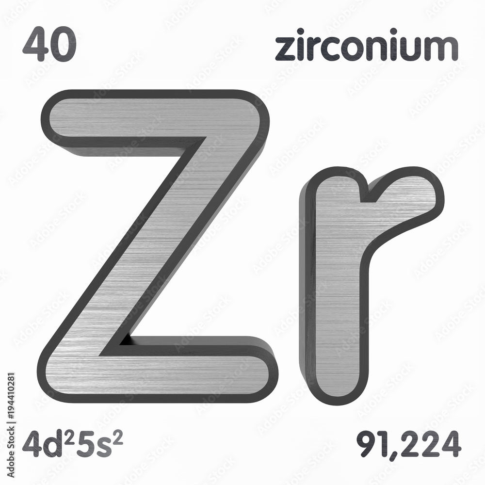 Zirconium (Zr). Chemical element sign of periodic table of elements. 3D ... Zirconium (Zr). Chemical element sign of periodic table of elements. 3D ...