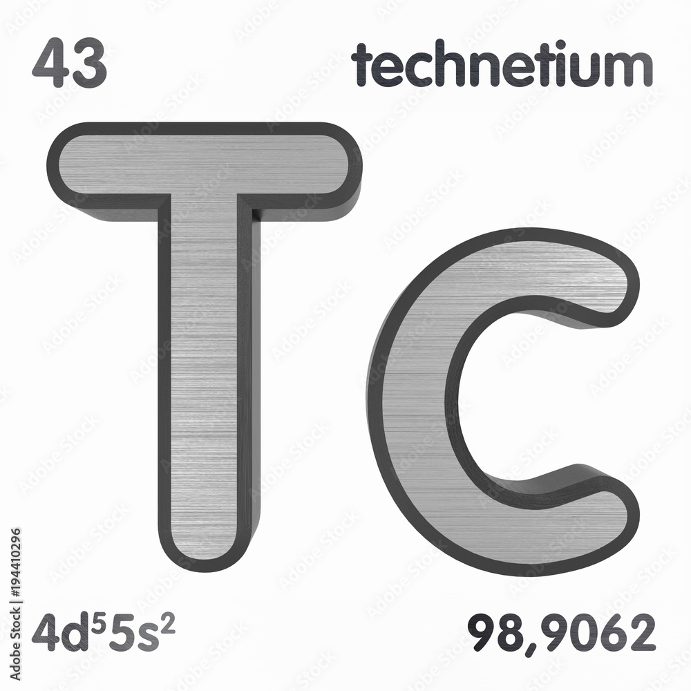 Technetium (Tc). Chemical element sign of periodic table of elements ...