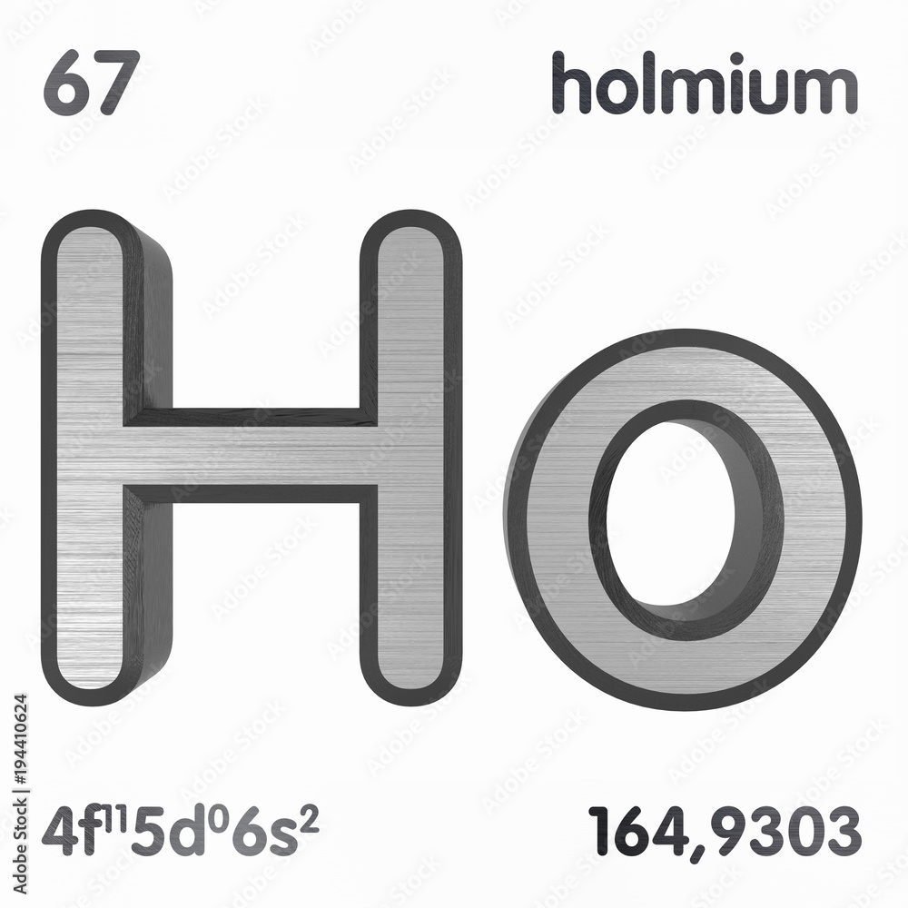 Holmium (Ho). Chemical element sign of periodic table of elements. 3D ...