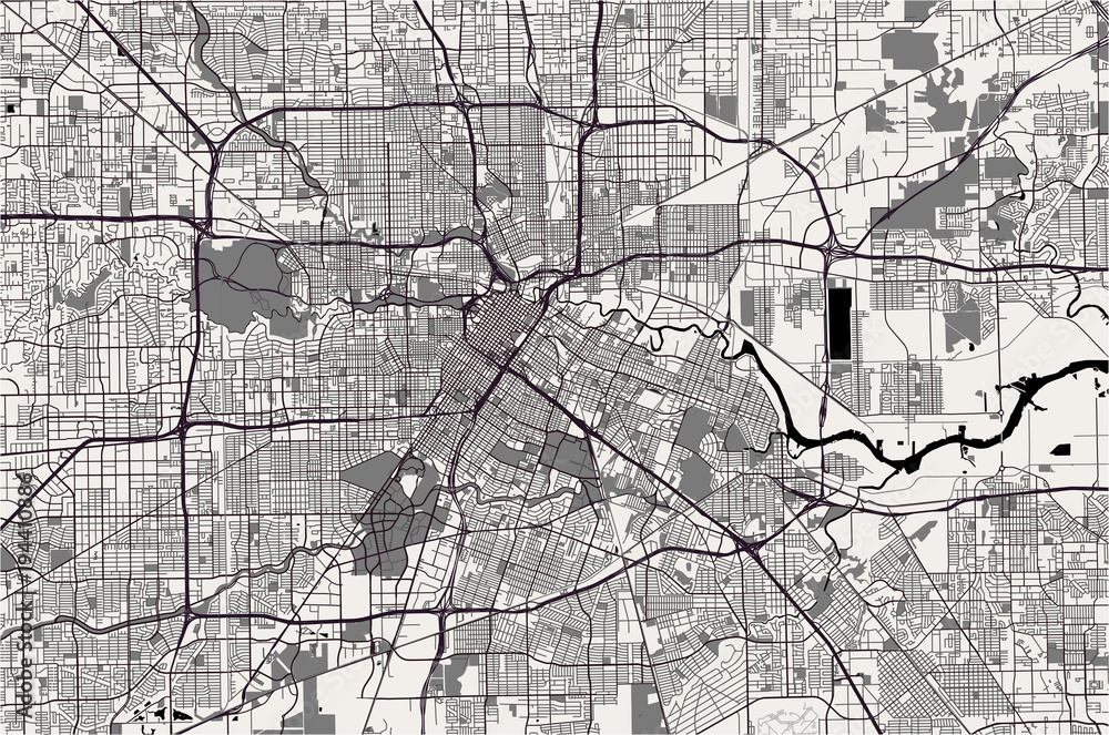 vector map of the city of Houston, U.S. state of Texas, USA Stock ...