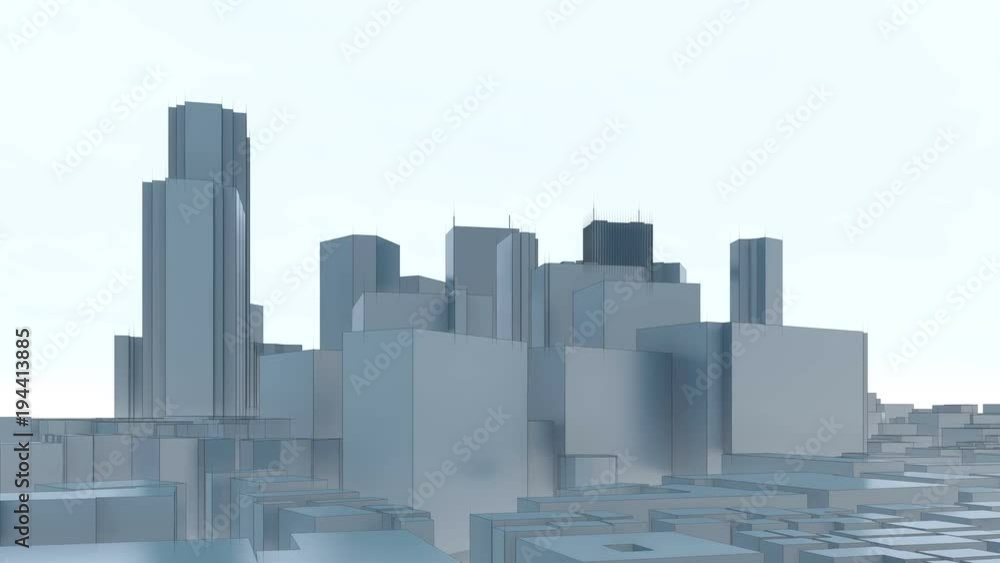 Abstract city skyline on white sky background. Shinjuku district ...