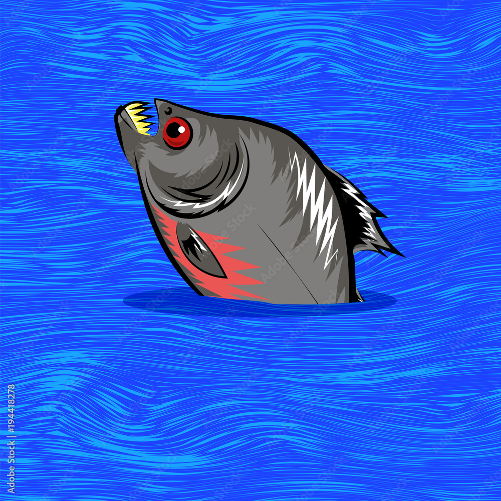 Cartoon Fish Swimming in Water Background Stock Vector | Adobe Stock