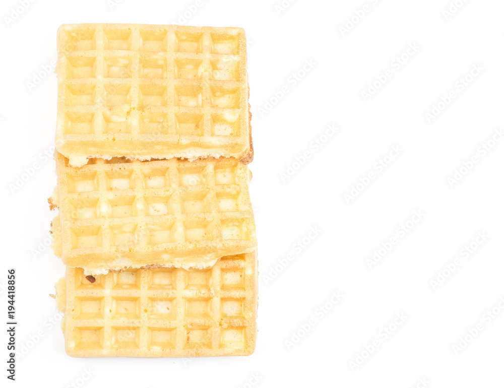 Traditional waffle (Belgian) top view isolated on white background ...