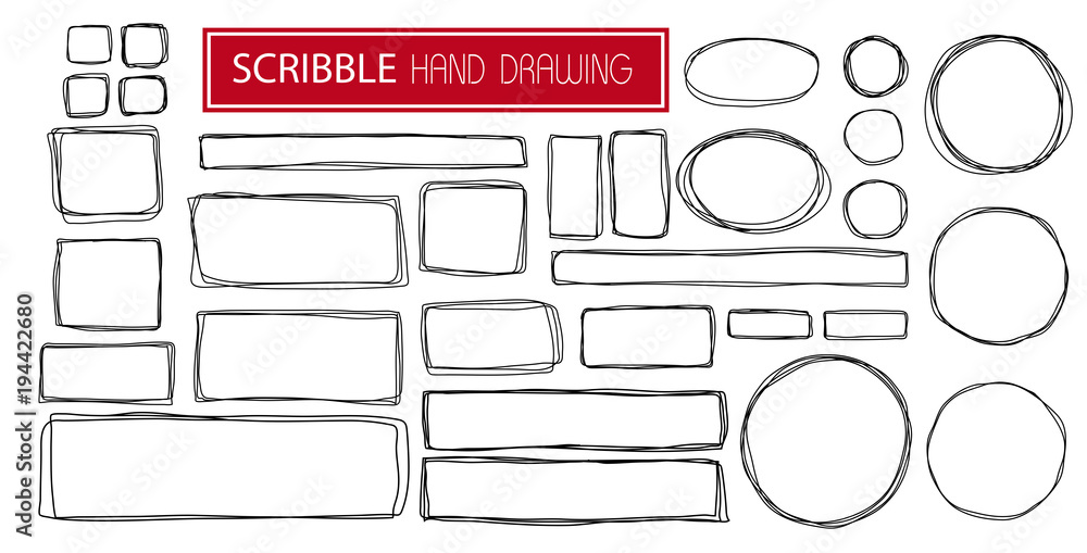 Hand drawn scribble symbols isolated on white background Stock Vector ...