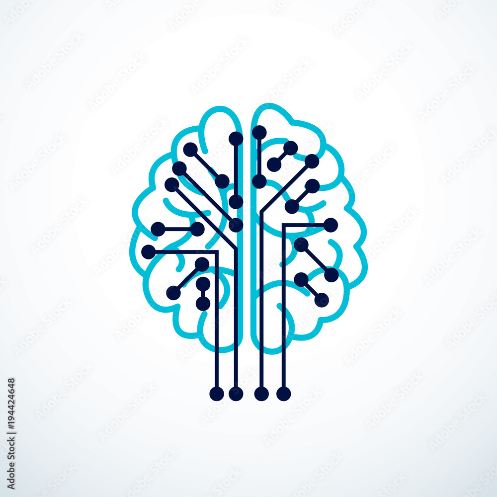 Artificial intelligence concept vector logo design, digital mind and ...
