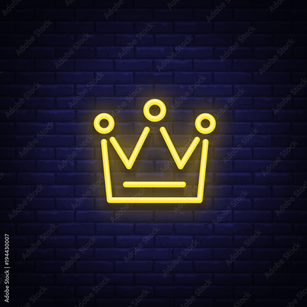 Crown is a neon sign. Neon icon, light symbol, web banner for your ...
