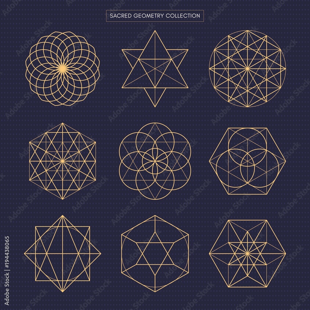 Sacred geometry. Original outline vector (non expanded outline). Dark ...