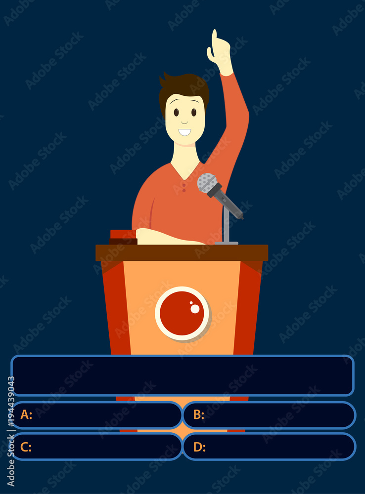 Man answer. Quiz game with answers . Colorful flat cartoon vector ...