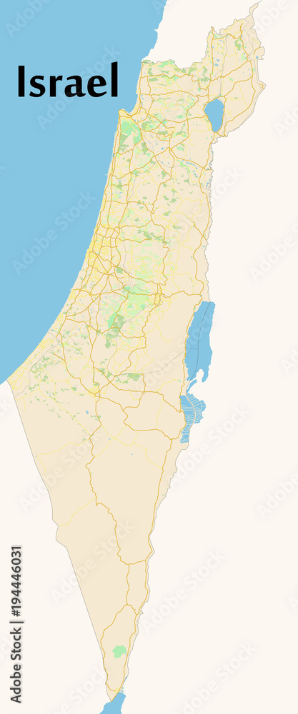 Israel. Vector map. Geographic map detailed with the designation of ...