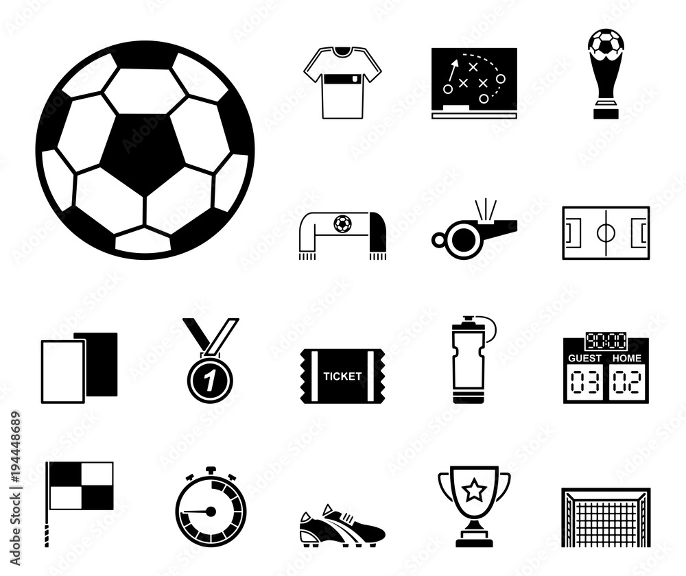 Fußball - Icons (in Schwarz) Stock-Vektorgrafik | Adobe Stock