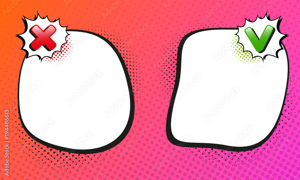 Template background wrong or correct. Comics style design. Vector ...
