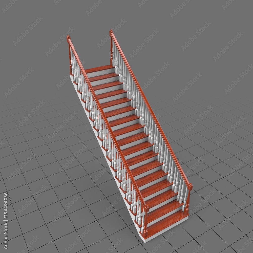 Straight residential staircase Stock 3D asset | Adobe Stock