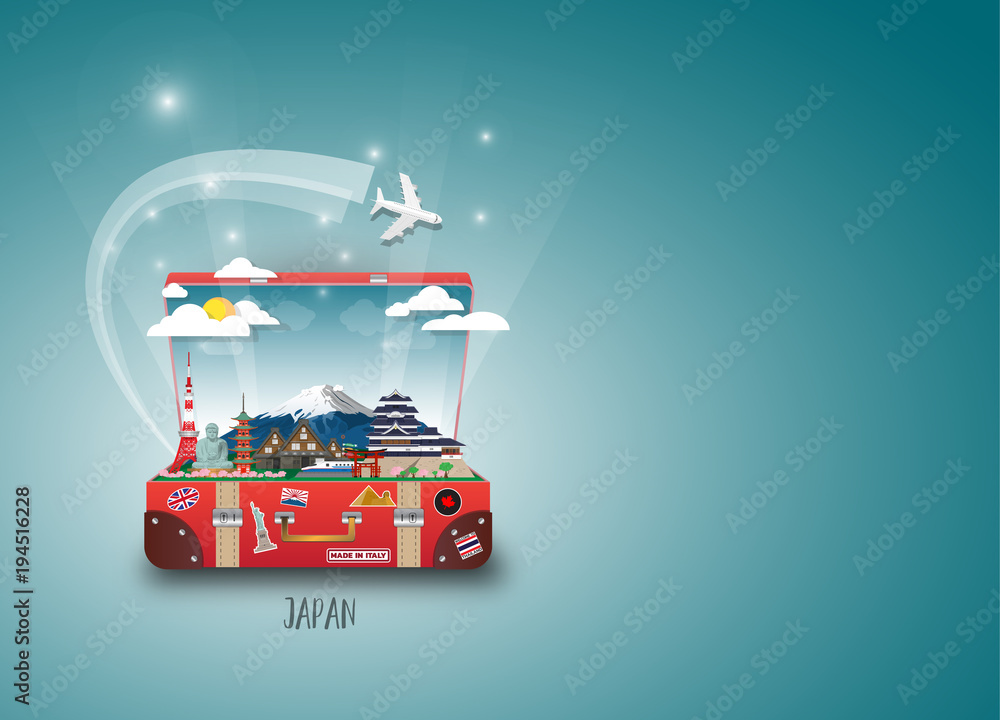 Japan Landmark Global Travel And Journey paper background. Vector ...