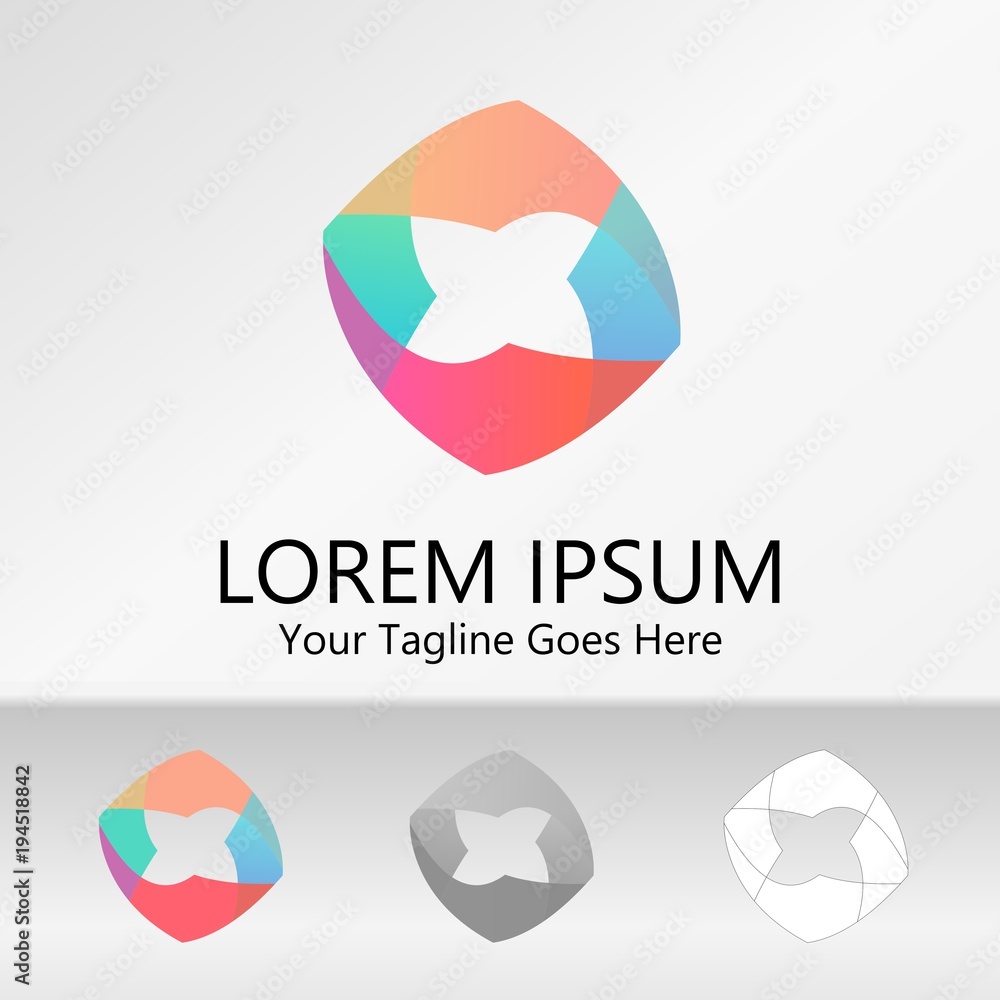 Colorful Letter X in Square Shape Logo .Creative Vector Logo Template ...