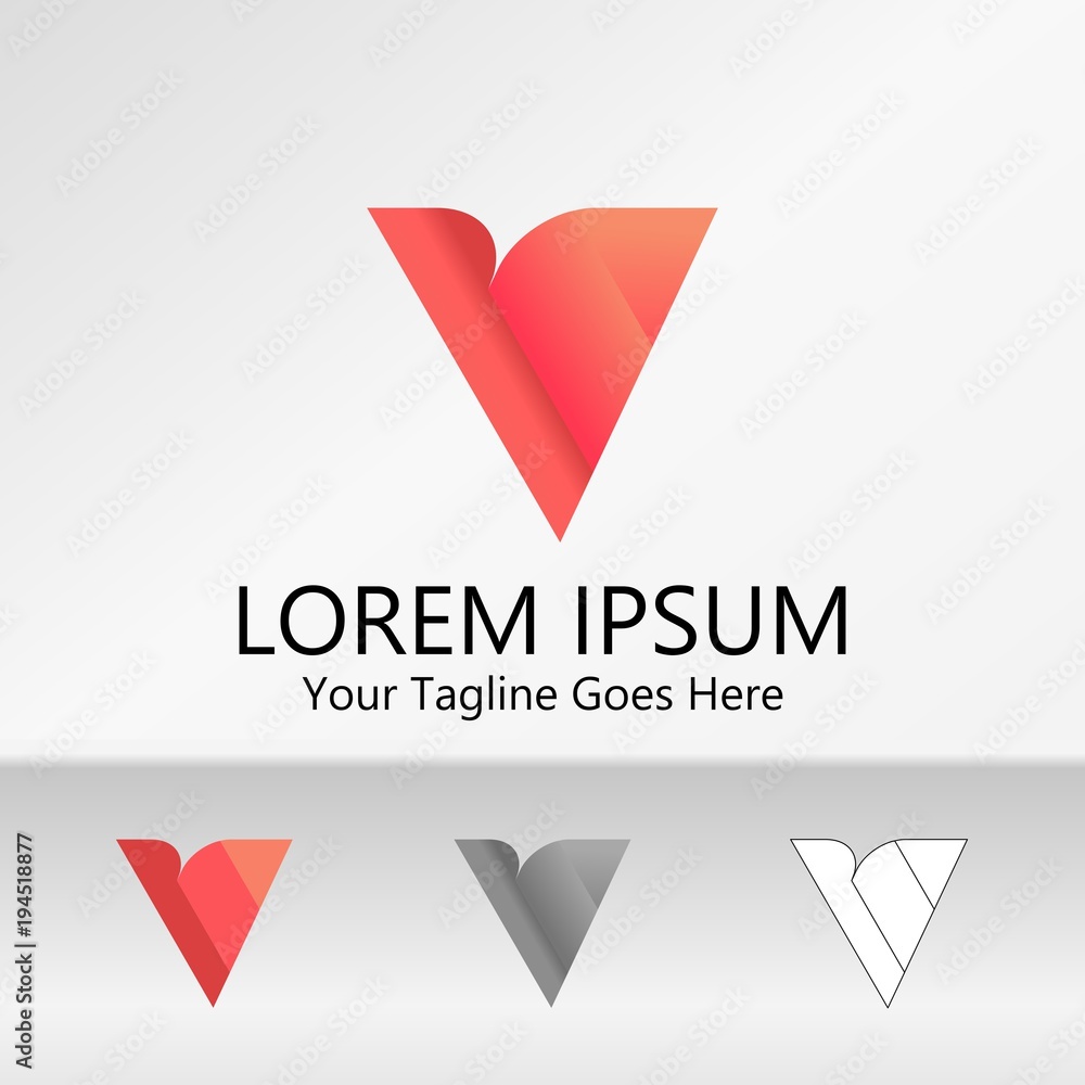 Red Letter V Logo .Creative Vector Logo Template Design Ideas for Your ...
