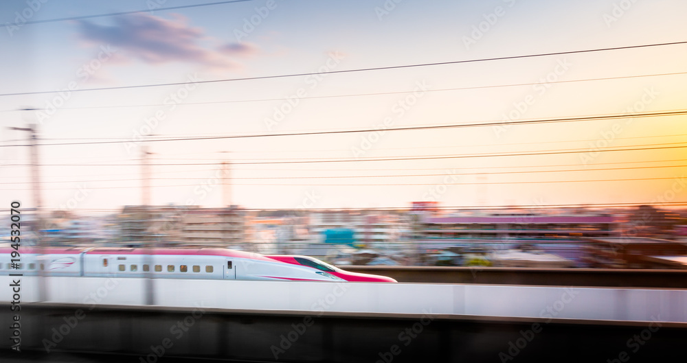 Poster Shinkansen high speed train using E6 rolling stock running ...