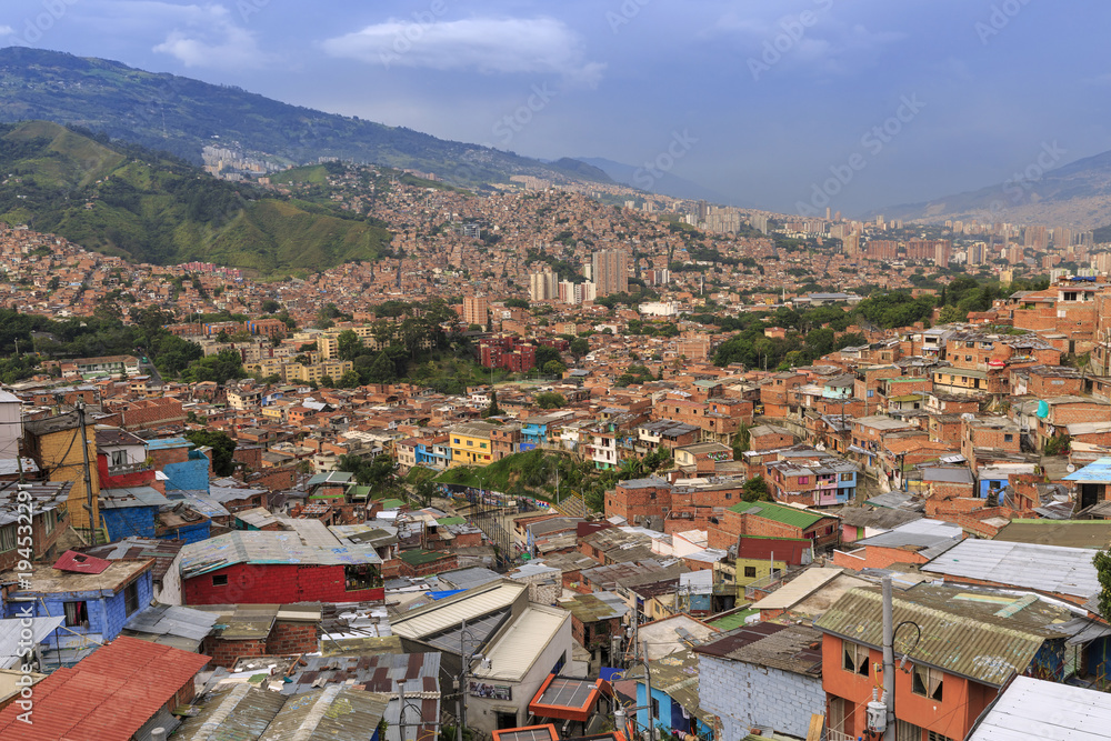 MEDELLIN, COLOMBIA, 08 NOVEMBER 2017: Commune 13, former slum and the ...