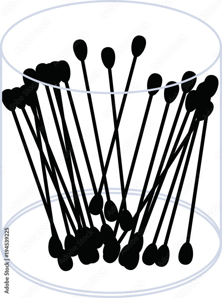 Black cotton swab Cased Stock Vector | Adobe Stock