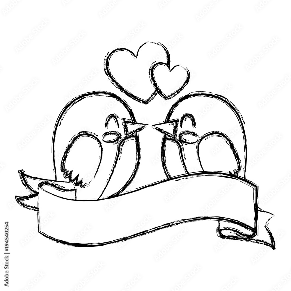 Love Birds Kissing Drawing