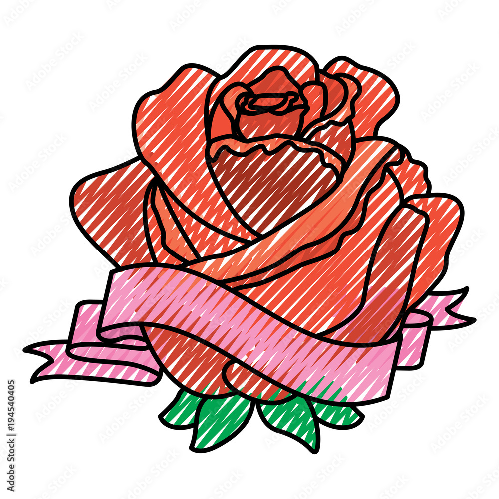 Rose Drawings With Ribbon