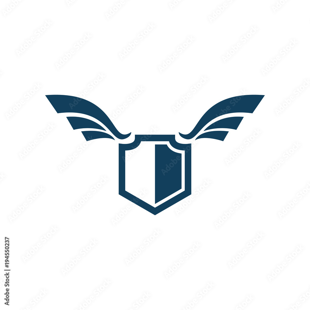shield with wing logo design, shield with wing icon, logo design template, symbol for company ...