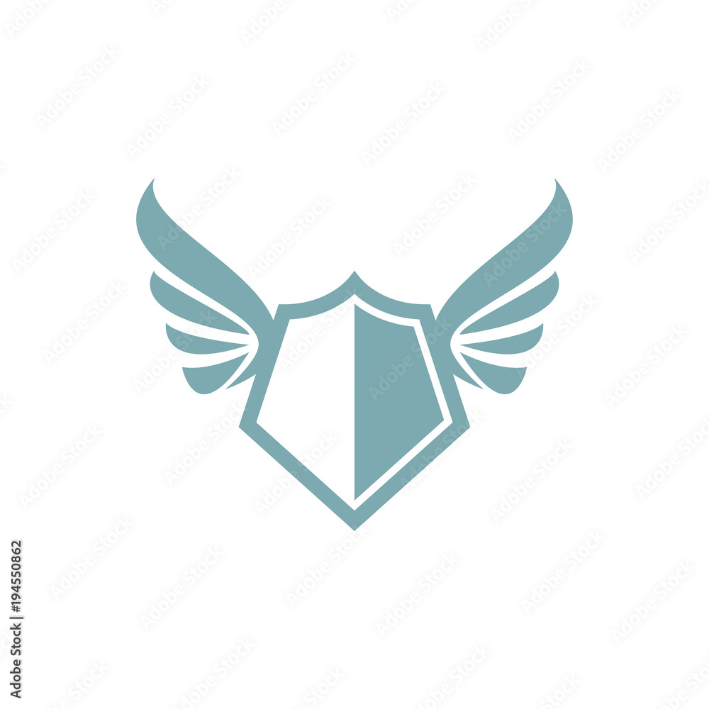 shield with wing logo design, shield with wing icon, logo design ...