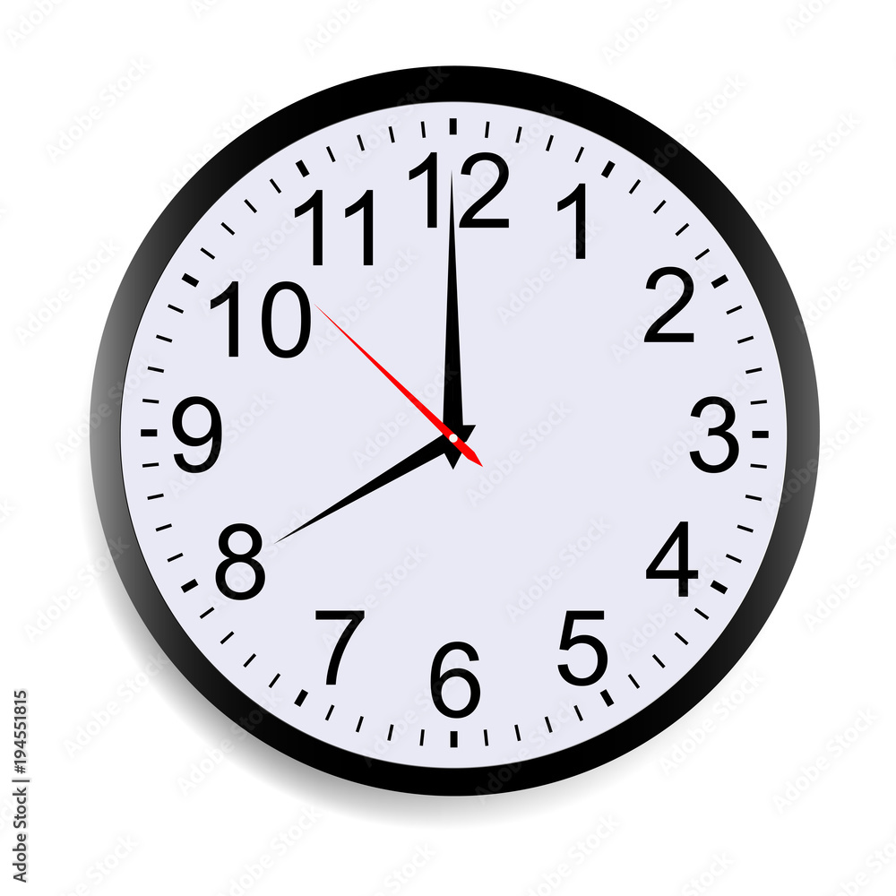Vecteur Stock Round clock face showing eight o'clock isolated on white ... Vecteur Stock Round clock face showing eight o'clock isolated on white ...