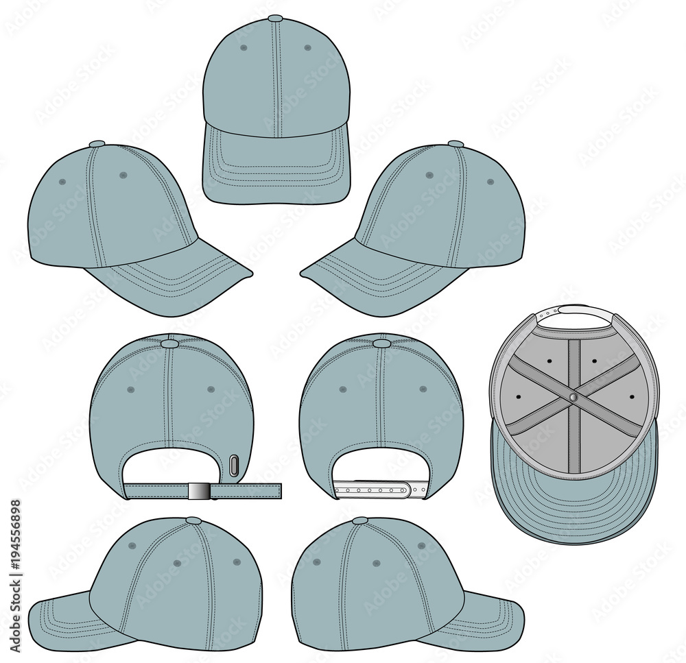 Baseball Cap fashion flat technical drawing template Stock Vector ...