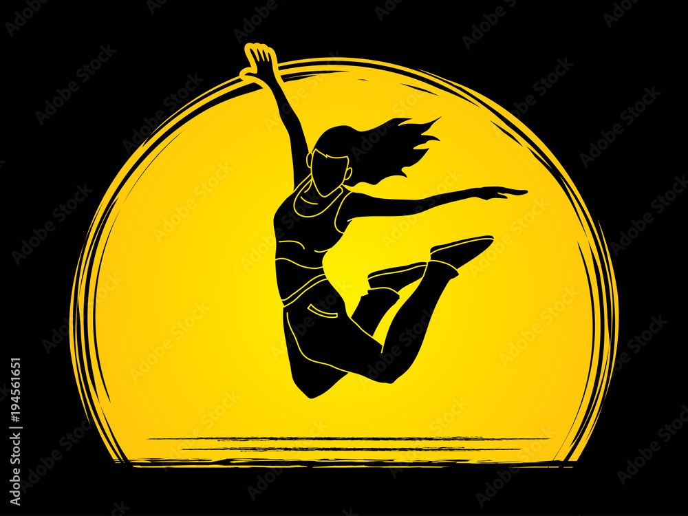 Dancer, Hip hop, Street Dance, B Boy Dance action designed on moonlight ...