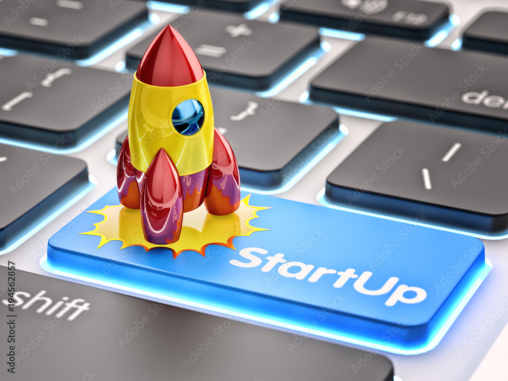 Startup, business innovation and creative technology concept, rocket ...