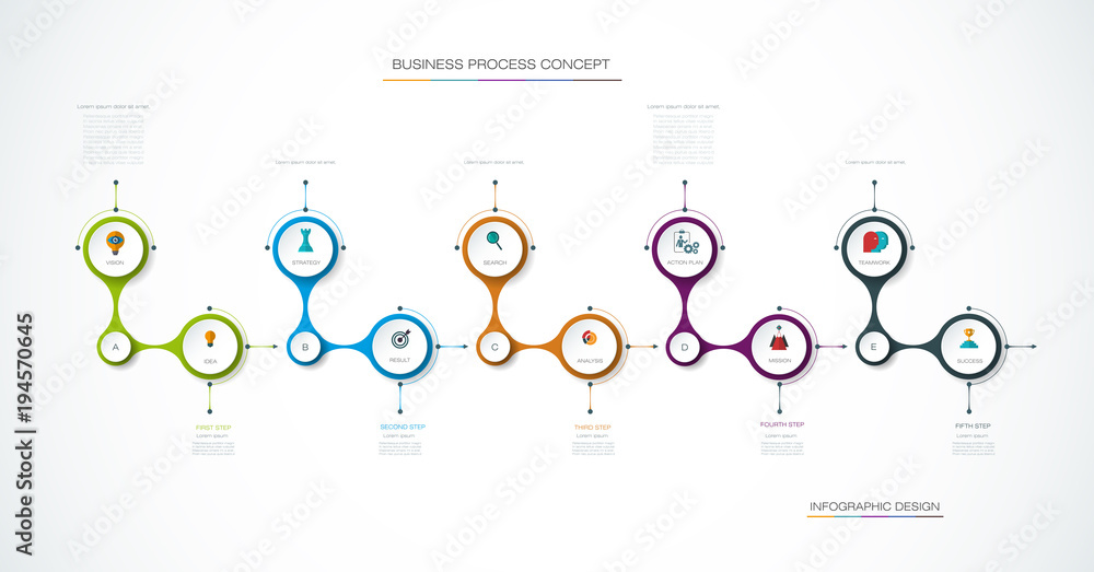 Vector infographics timeline design template with 3D paper label ...