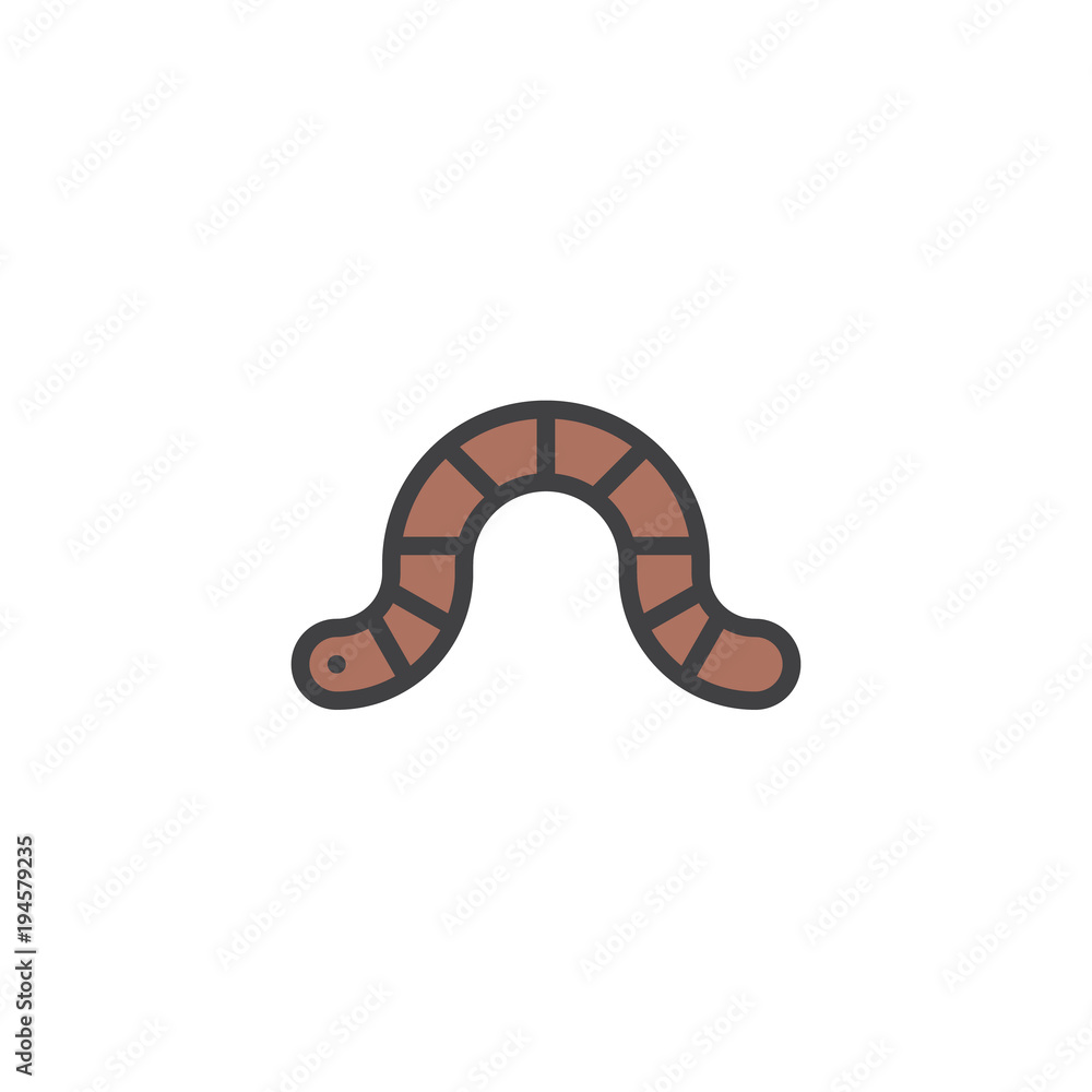 Worm filled outline icon, line vector sign, linear colorful pictogram ...