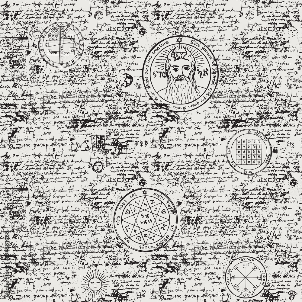 Vector texture, seamless background on the theme of old manuscript with ...