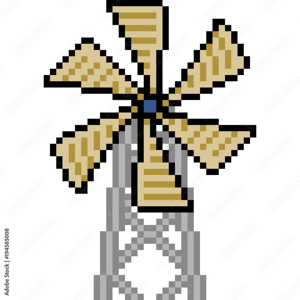 vector pixel art windmill Stock Vector | Adobe Stock
