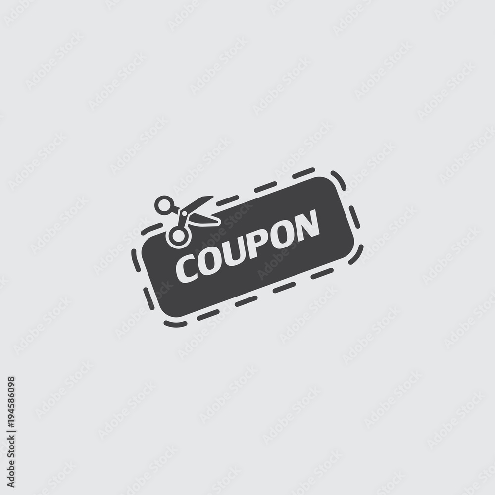 Discount Coupon Icon in a flat design in a black color Stock Vector ...