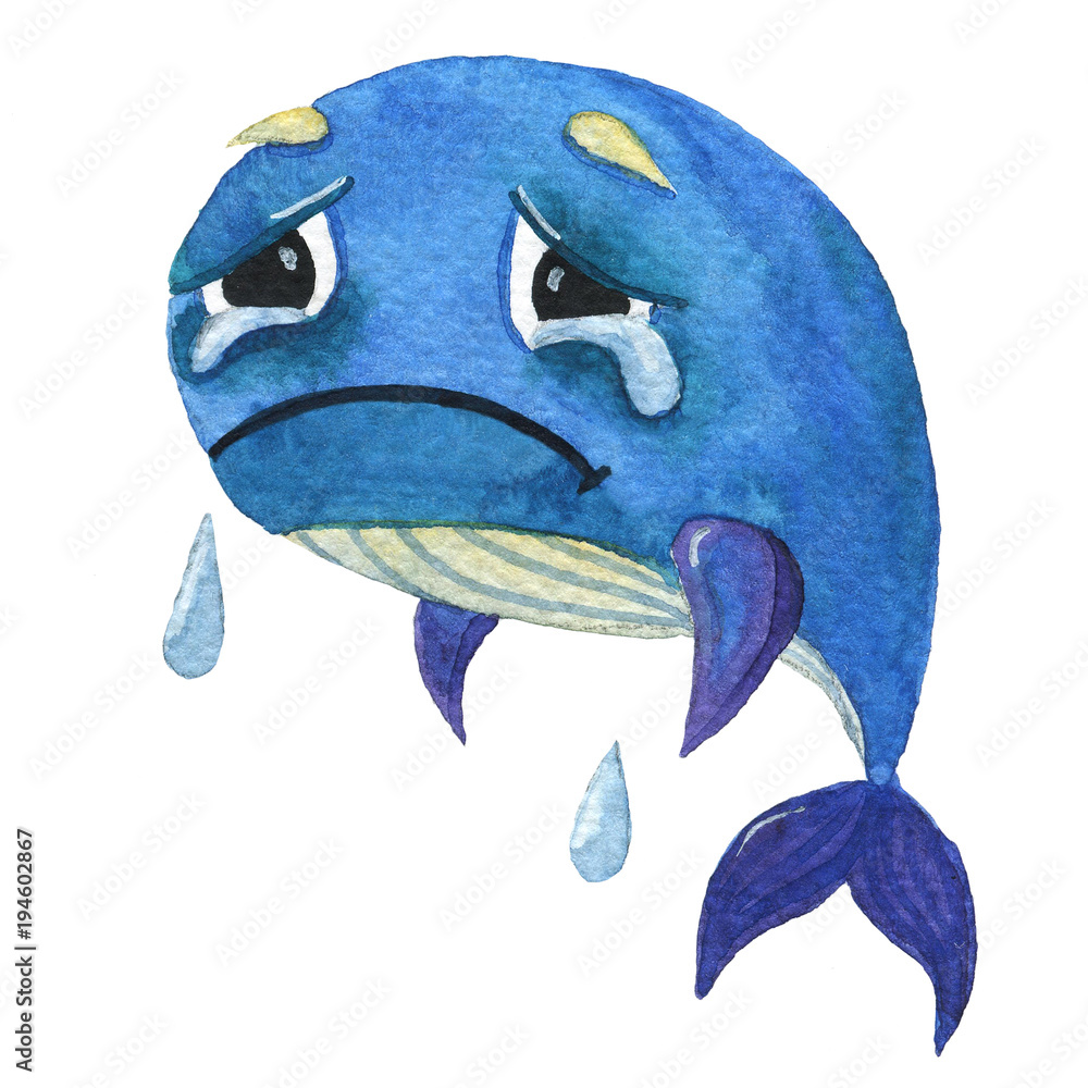 watercolor crying whale Stock Illustration | Adobe Stock